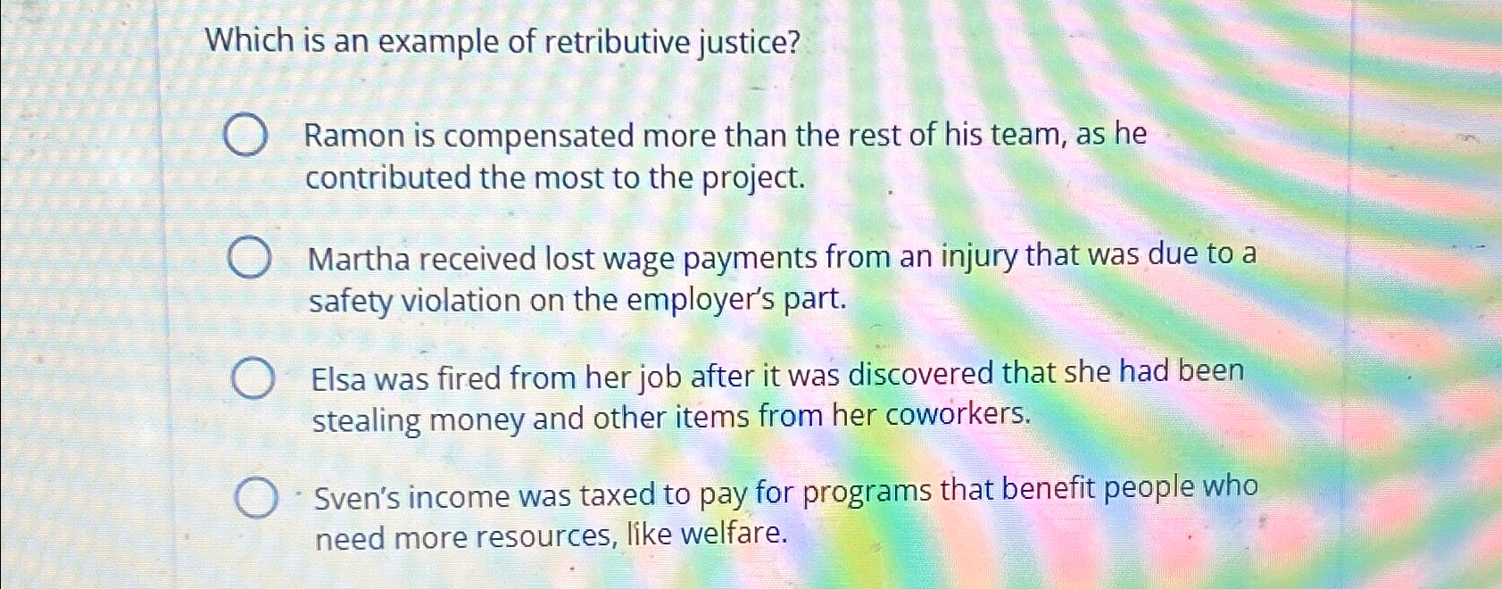 Solved Which is an example of retributive justice?Ramon is | Chegg.com