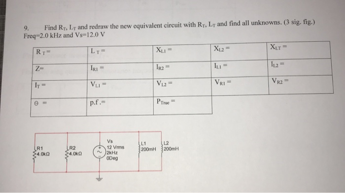 Solved 9. Find R. L and redraw the new equivalent circuit | Chegg.com
