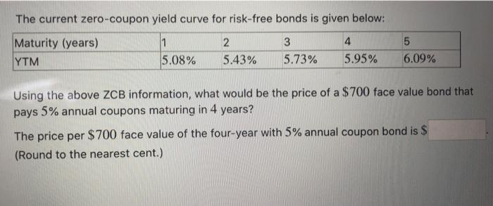 Solved The current zero-coupon yield curve for risk-free | Chegg.com