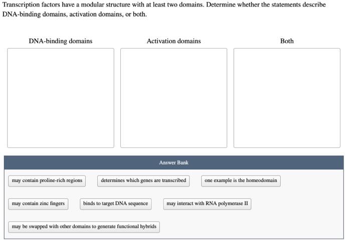 Solved Transcription factors have a modular structure with | Chegg.com
