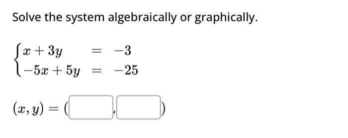 Solved Solve the system algebraically or graphically. | Chegg.com