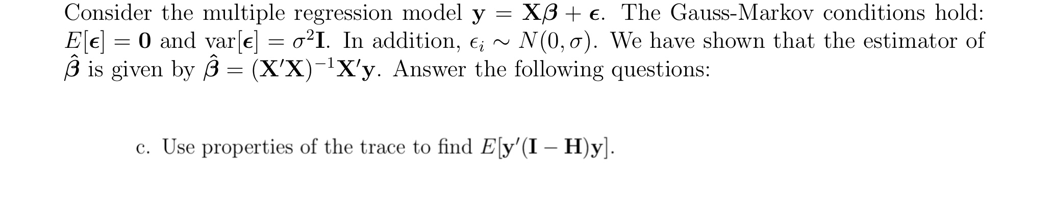Solved Consider the multiple regression model y=xβ+εlon. | Chegg.com