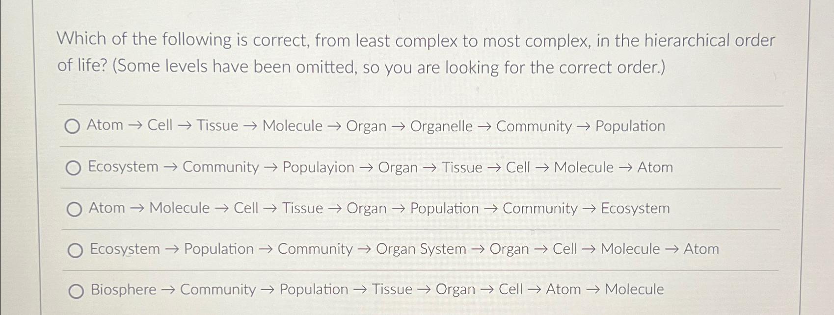 Solved Which of the following is correct, from least complex | Chegg.com