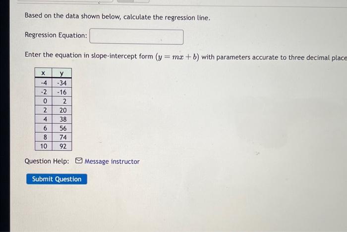 Solved Based on the data shown below, calculate the | Chegg.com