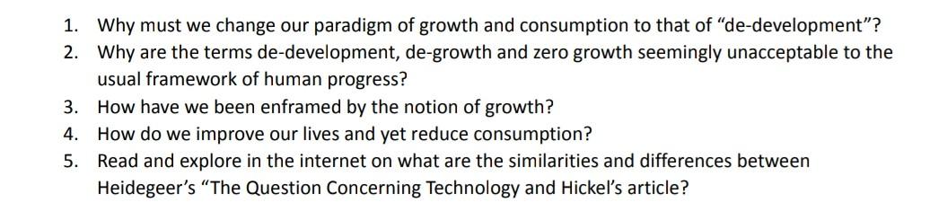 1. Why must we change our paradigm of growth and | Chegg.com