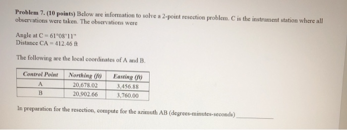 Solved Problem 7. (10 points) Below are information to solve | Chegg.com
