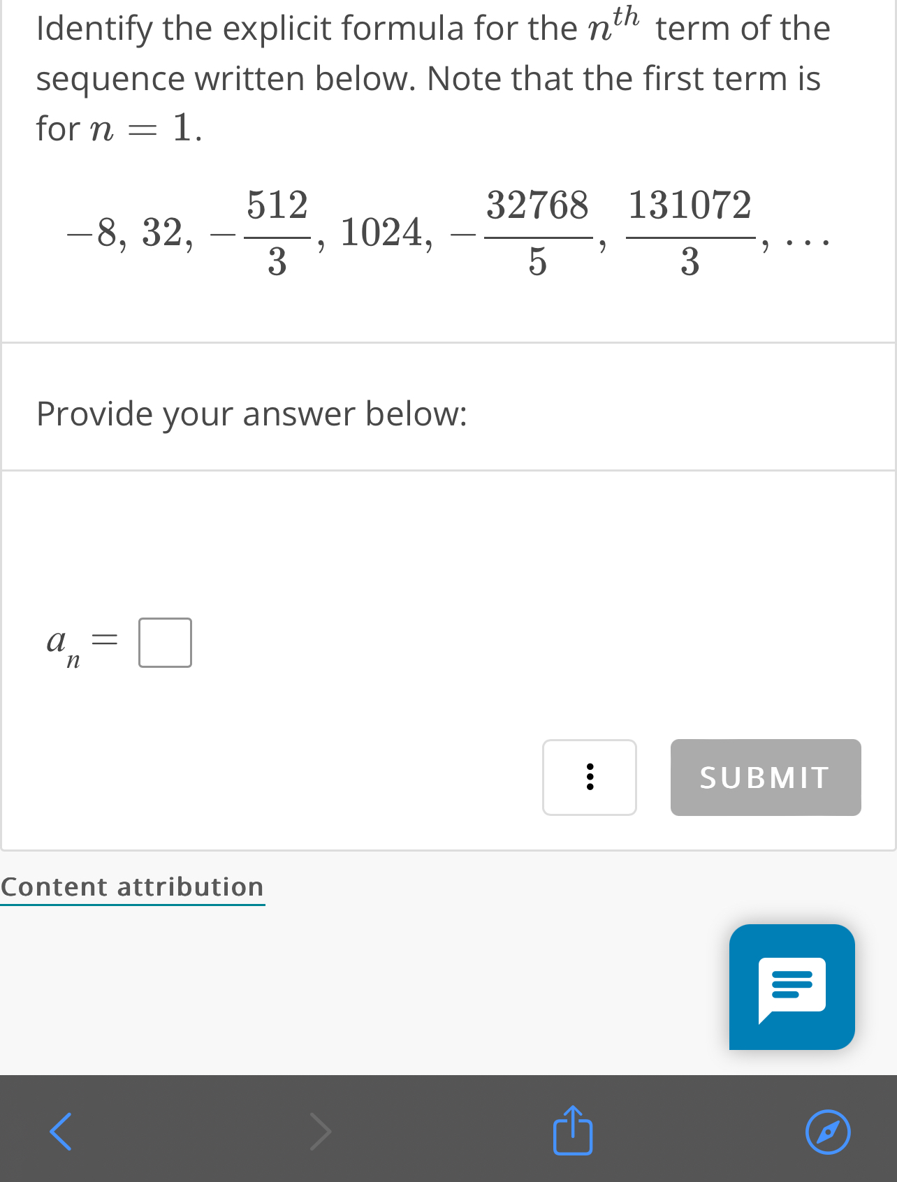 Solved Identify the explicit formula for the nth ﻿term of | Chegg.com