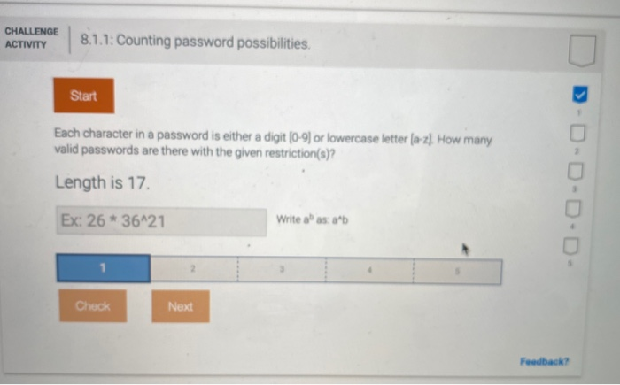 Solved CHALLENGE ACTIVITY 8.1.1: Counting password | Chegg.com