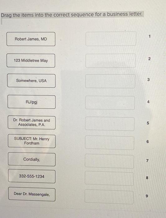 Solved Drag the items into the correct sequence for a | Chegg.com