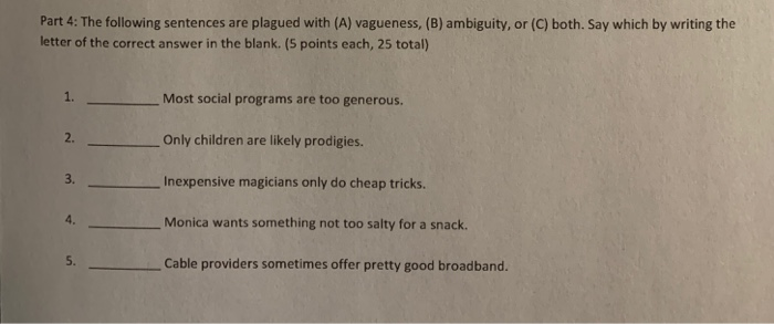 Part 4: The following sentences are plagued with (A) | Chegg.com