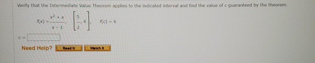 Solved Verify that the Intermediate Value Theorem applies to | Chegg.com