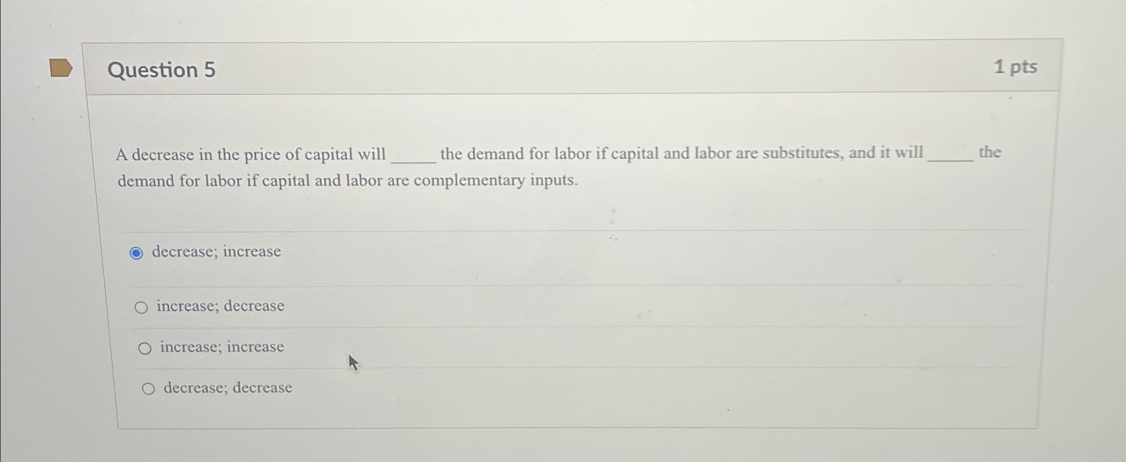 Question 51 ﻿ptsA decrease in the price of capital | Chegg.com