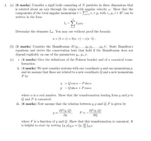 Solved 4. (a) (6 marks) Consider a rigid body consisting of | Chegg.com