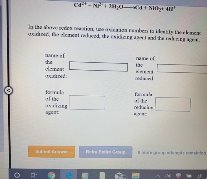 Solved Cd2+ + Ni2++ 2H2O-Cd+NiO2+ 4H* In the above redox | Chegg.com