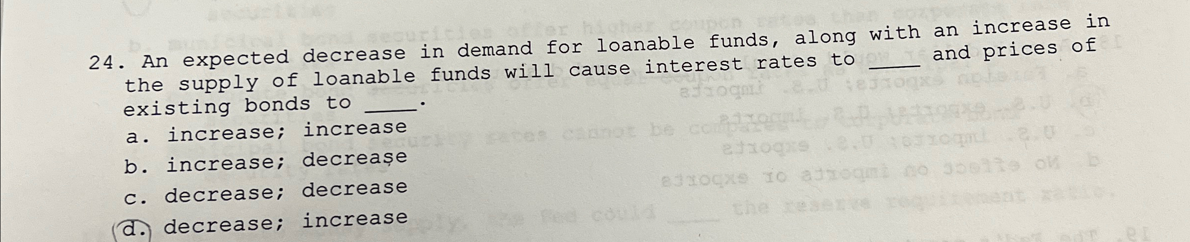 Solved An expected decrease in demand for loanable funds, | Chegg.com