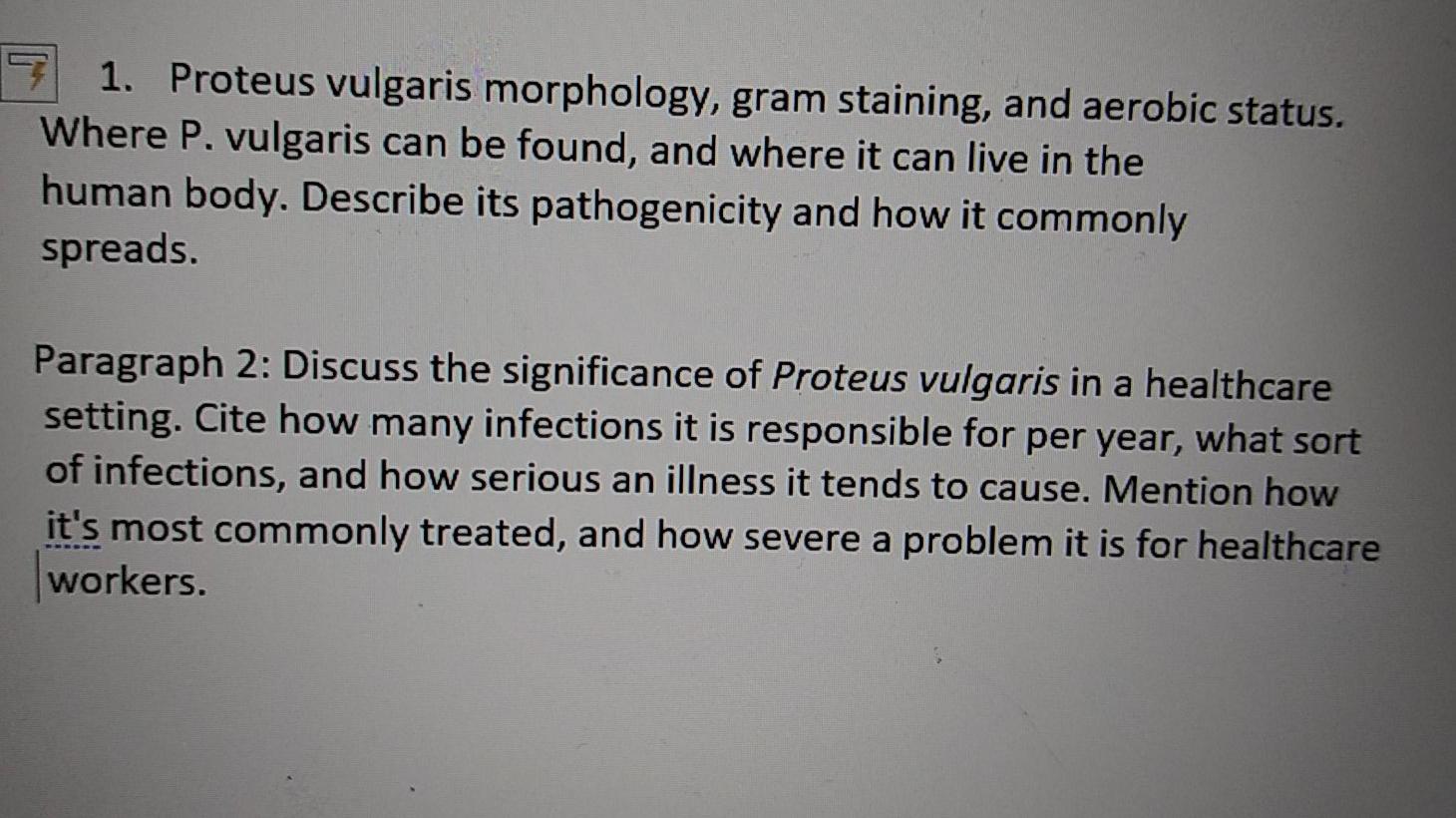 Solved 7 1. Proteus vulgaris morphology, gram staining, and | Chegg.com