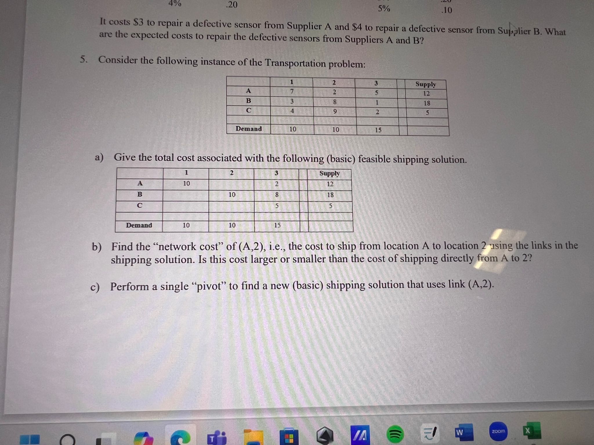Solved Transportation problems It costs \( \$ 3 \) ﻿to | Chegg.com