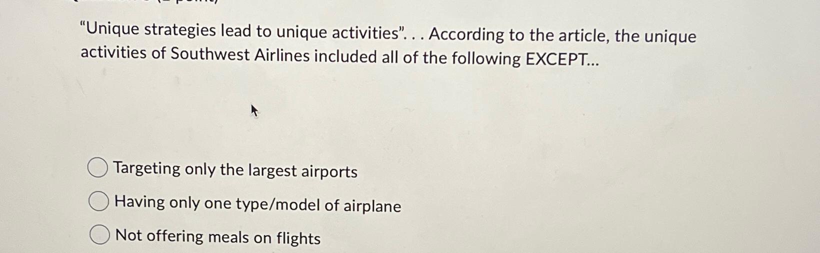 Solved "Unique strategies lead to unique activities".. | Chegg.com