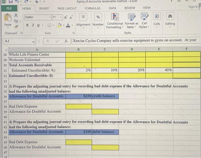 Solved Aging of accounts receivable method 1. Prepare an | Chegg.com