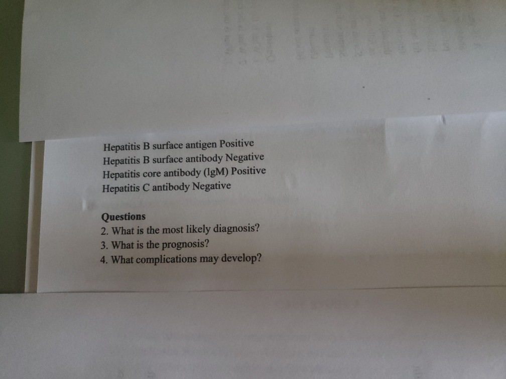 Solved CASE STUDY 2 The following laboratory test results | Chegg.com