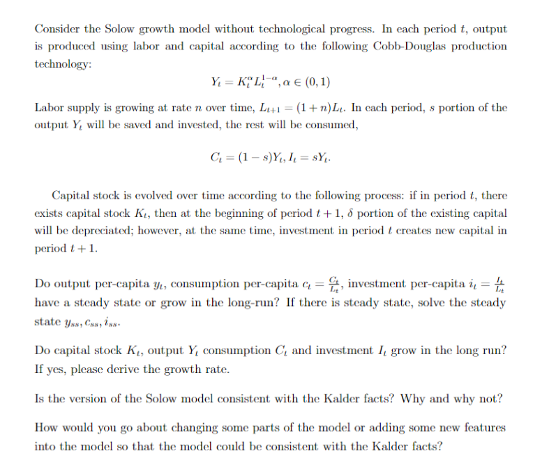 Solved Consider the Solow growth model without technological | Chegg.com