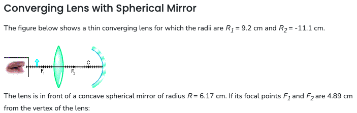 Solved Converging Lens with Spherical MirrorThe figure below | Chegg.com