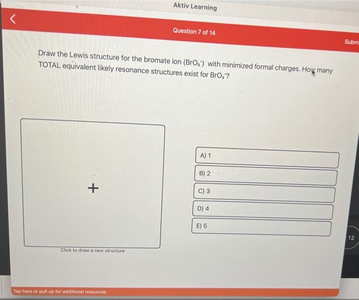 Draw the Lewis structure for the bromate ion | Chegg.com