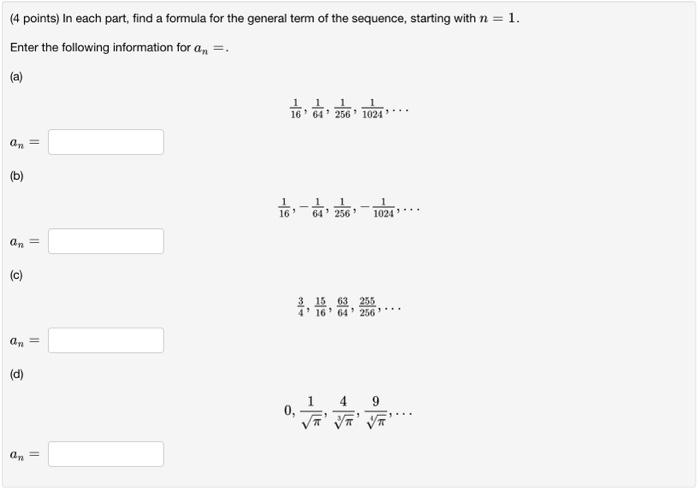 Solved ( 4 points) In each part, find a formula for the | Chegg.com Solved ( 4 points) In each part, find a formula for the | Chegg.com