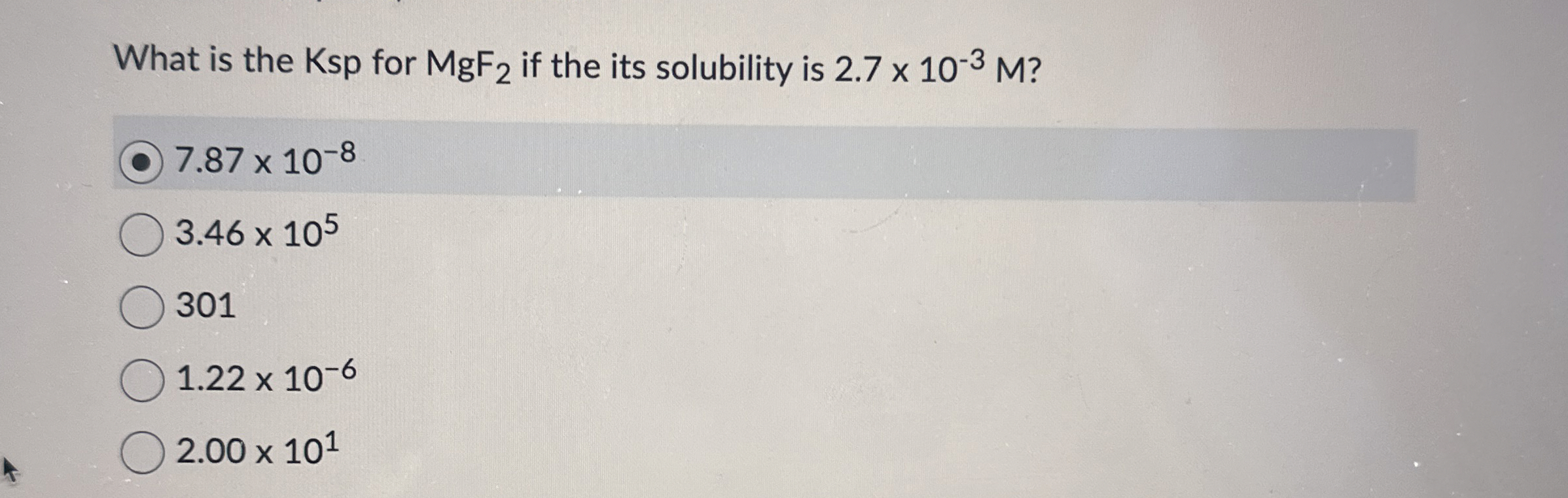 Solved What is the Ksp ﻿for MgF2 ﻿if the its solubility is | Chegg.com