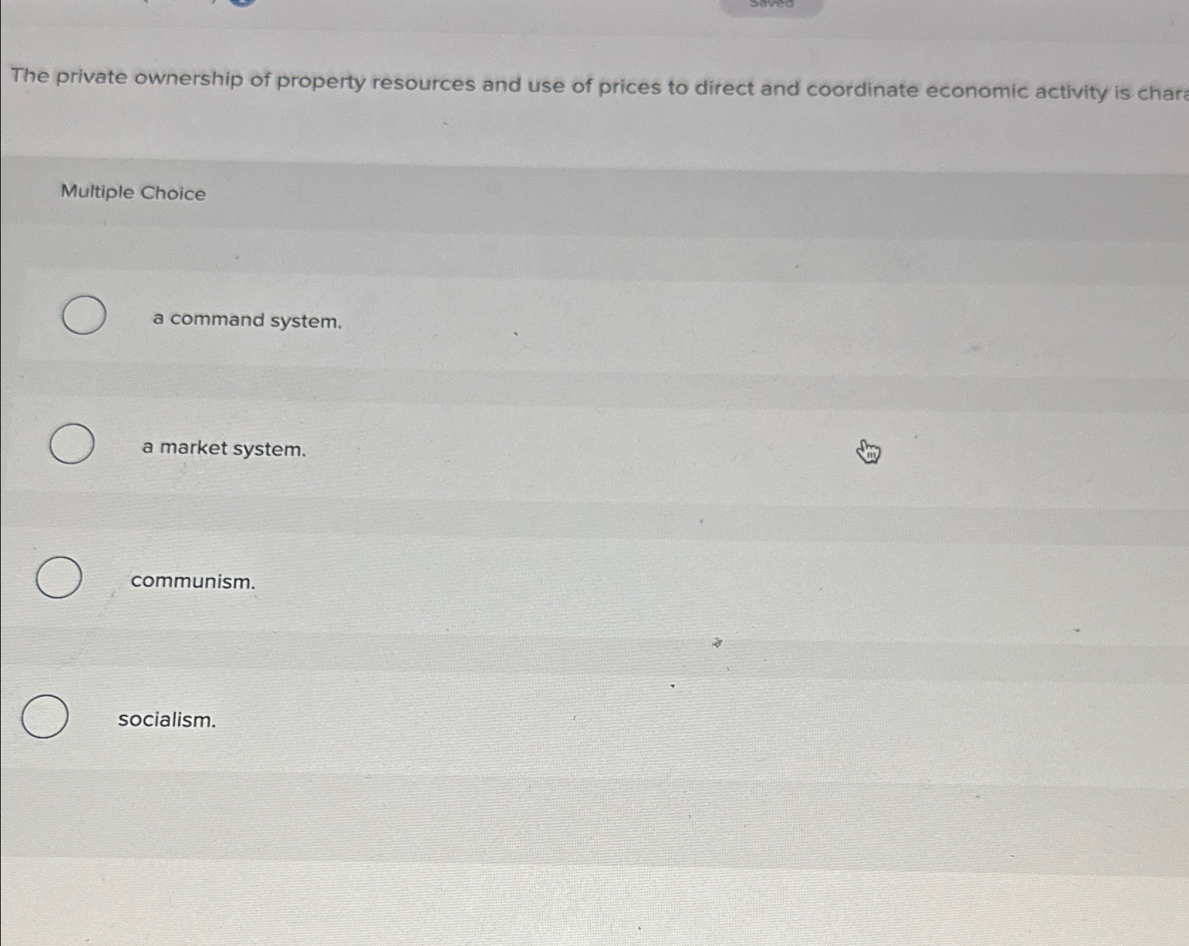 Solved The private ownership of property resources and use | Chegg.com