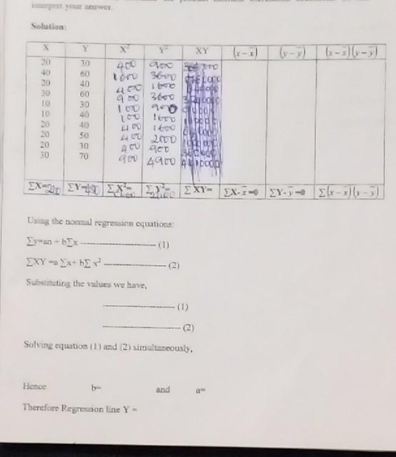 Solved \r\nSolutioa Usieg the nownal regresaion cquitions: | Chegg.com