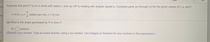 Solved Con Suppose that point P is on a circle with radius, | Chegg.com