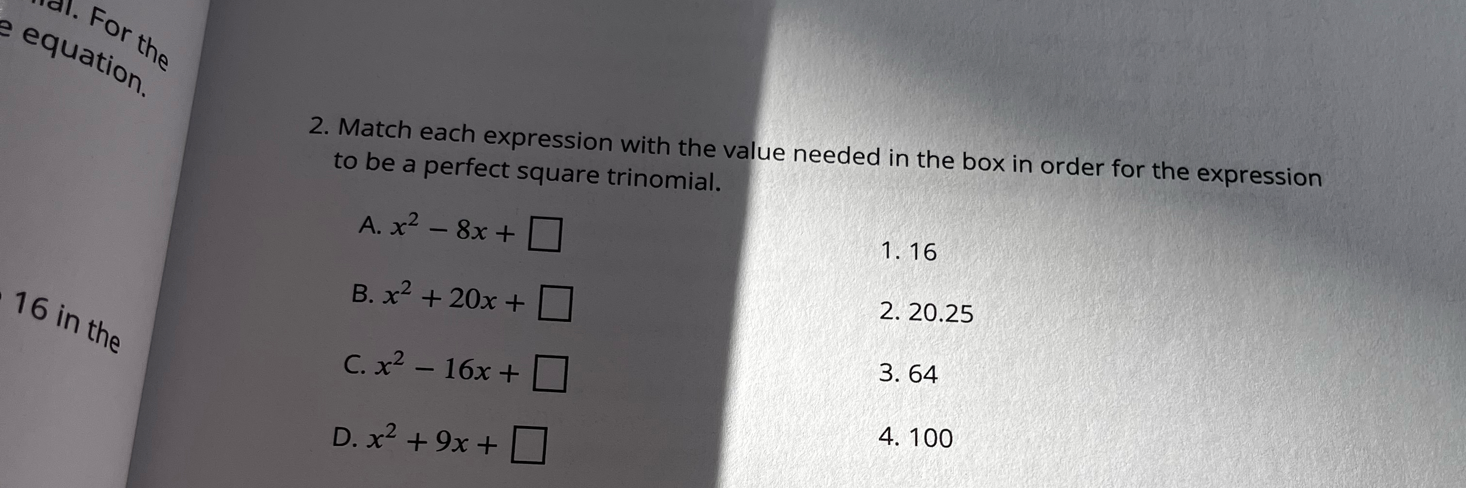 Solved Match each expression with the value needed in the | Chegg.com