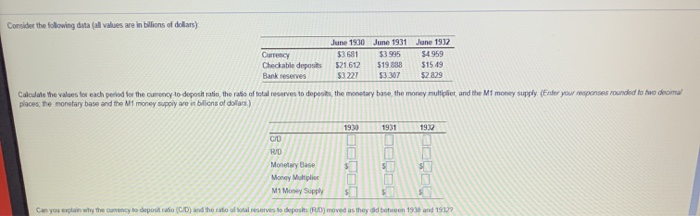 Solved Consider the folosing data (all values we in billions | Chegg.com