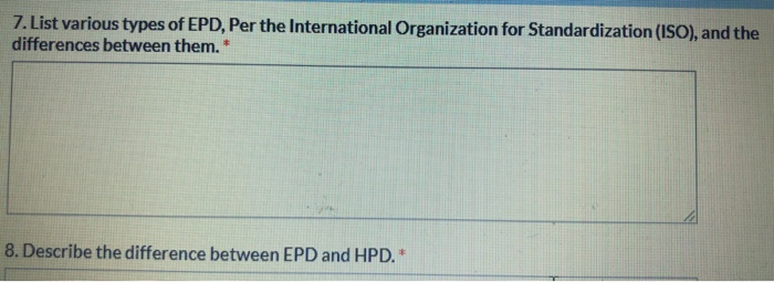Solved 7. List various types of EPD, Per the International | Chegg.com