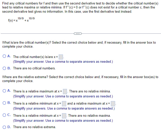 Solved Find any critical numbers for f ﻿and then use the | Chegg.com