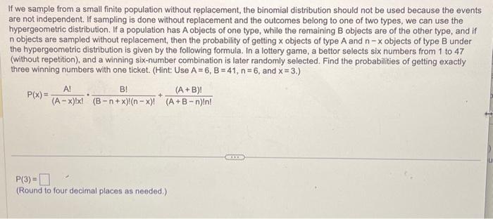 Solved If we sample from a small finite population without | Chegg.com