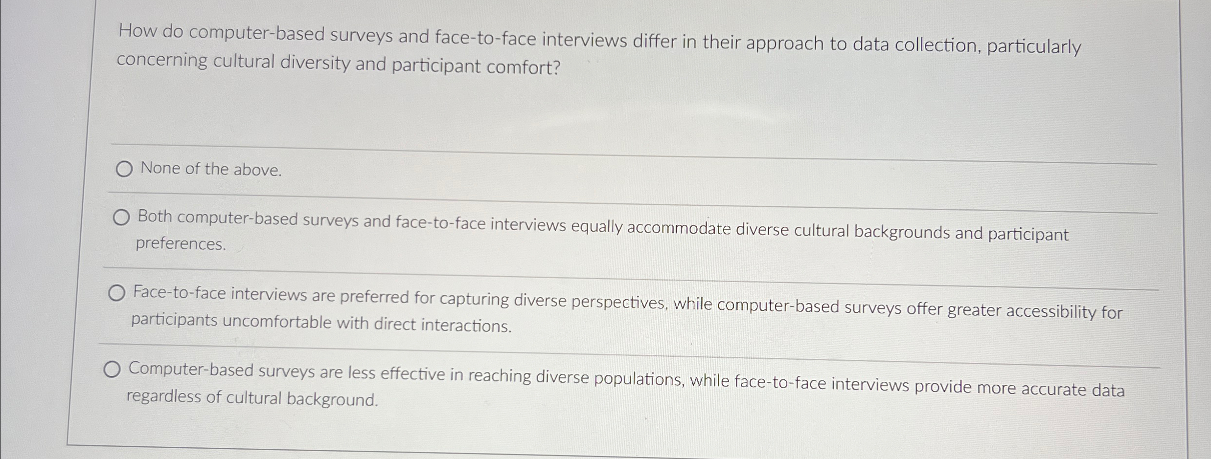 Solved How do computer-based surveys and face-to-face | Chegg.com