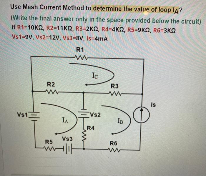 Solved Use Mesh Current Method to determine the value of | Chegg.com