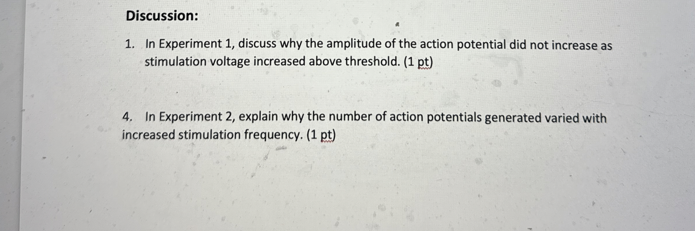 Solved Discussion:In Experiment 1, ﻿discuss why the | Chegg.com