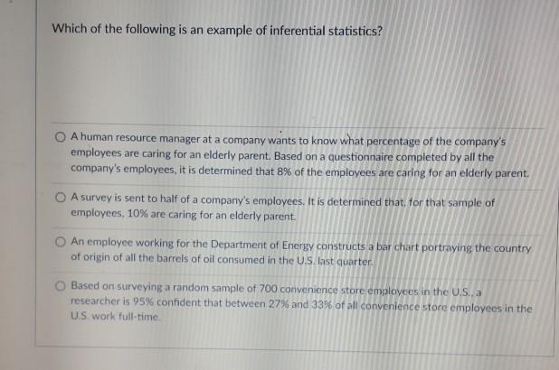 Solved Which of the following is an example of inferential | Chegg.com