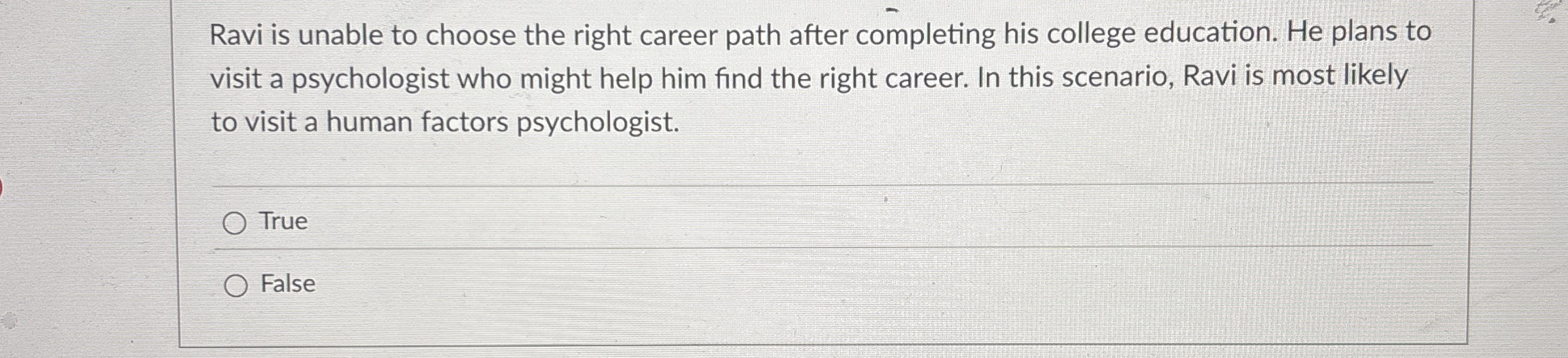 Solved Ravi is unable to choose the right career path after | Chegg.com