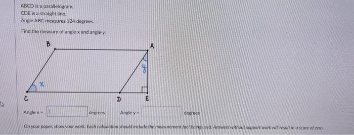 Solved ABCD is a parallelogram CDE is a straight line Angle | Chegg.com