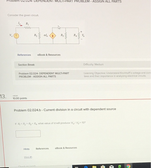 Solved PROBLEM-ASSIGN ALL PARTS Consider the given circuit R | Chegg.com