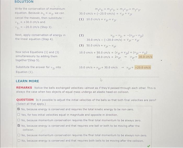 Solved GOAL Solve an elastic collision in one dimension. | Chegg.com