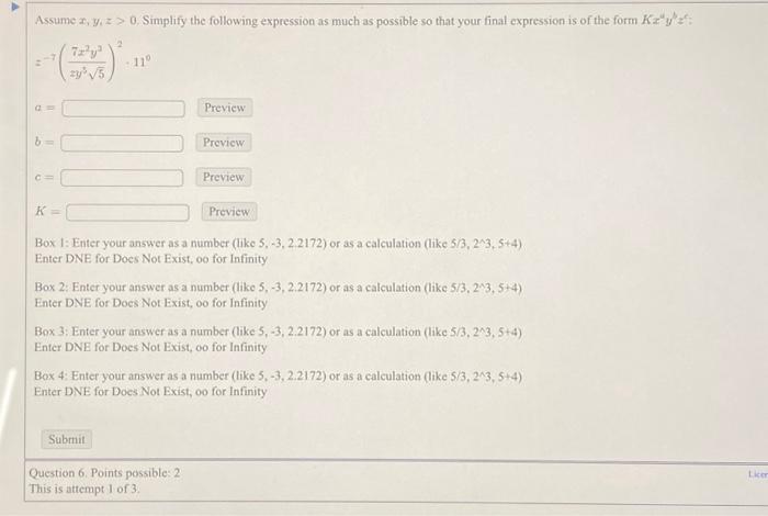 Solved Assume x, y, z > 0. Simplify the following expression | Chegg.com