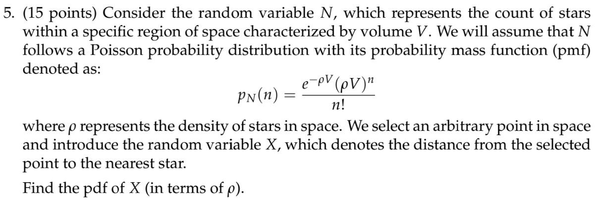 Solved 5. (15 points) Consider the random variable N, which | Chegg.com