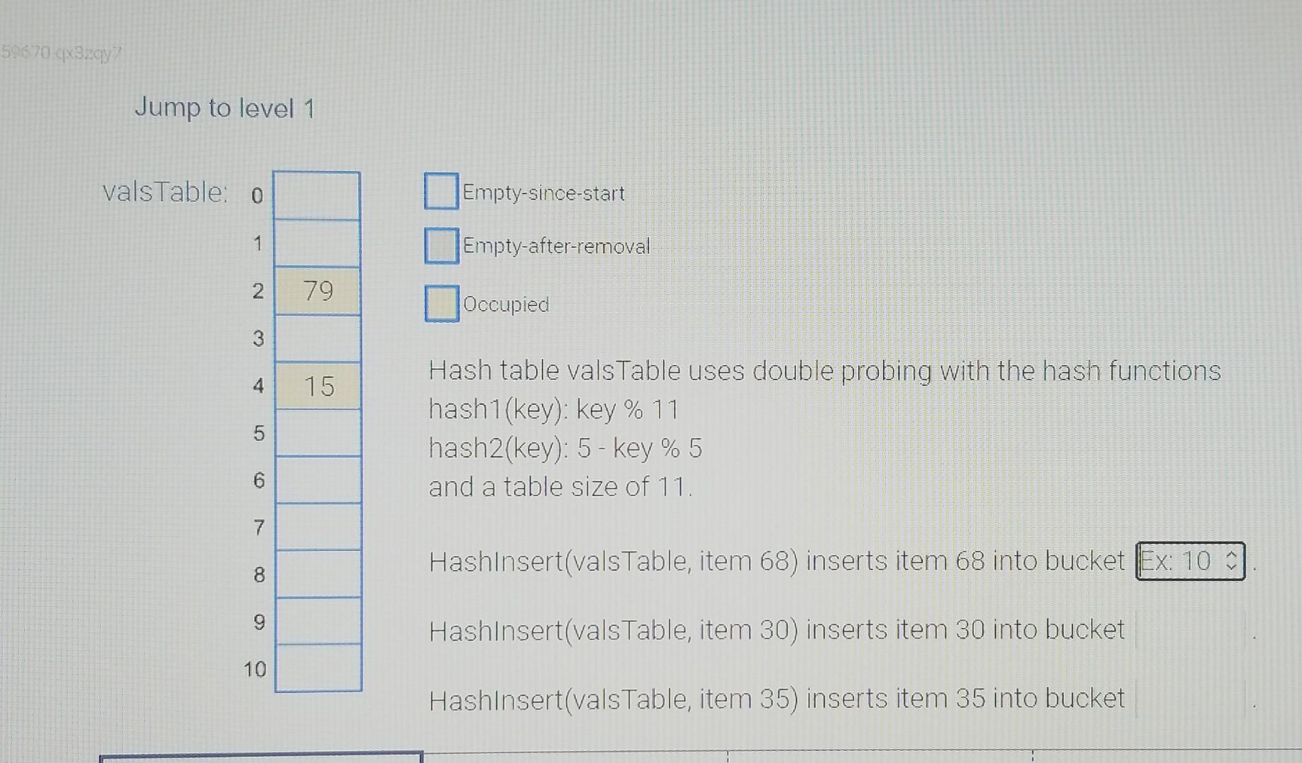 Solved 59670 qx3zqy7 Jump to level 1 valsTable: 0 1 2 3 4 5 | Chegg.com