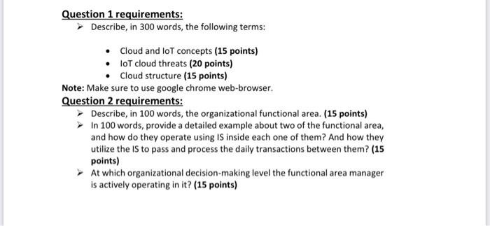 Question 1 requirements: - Describe, in 300 words, | Chegg.com