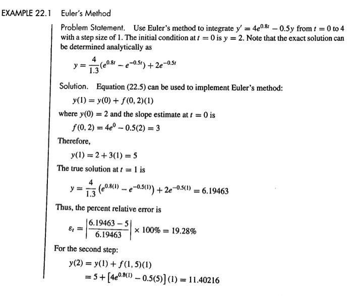 Solved EXAMPLE 22.1 Euler's Method Problem Statement. Use | Chegg.com
